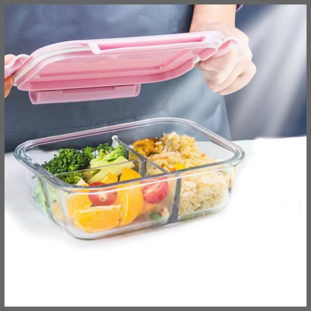 Double partitioned High borosilicate Glass food container - Patamore.co.ke