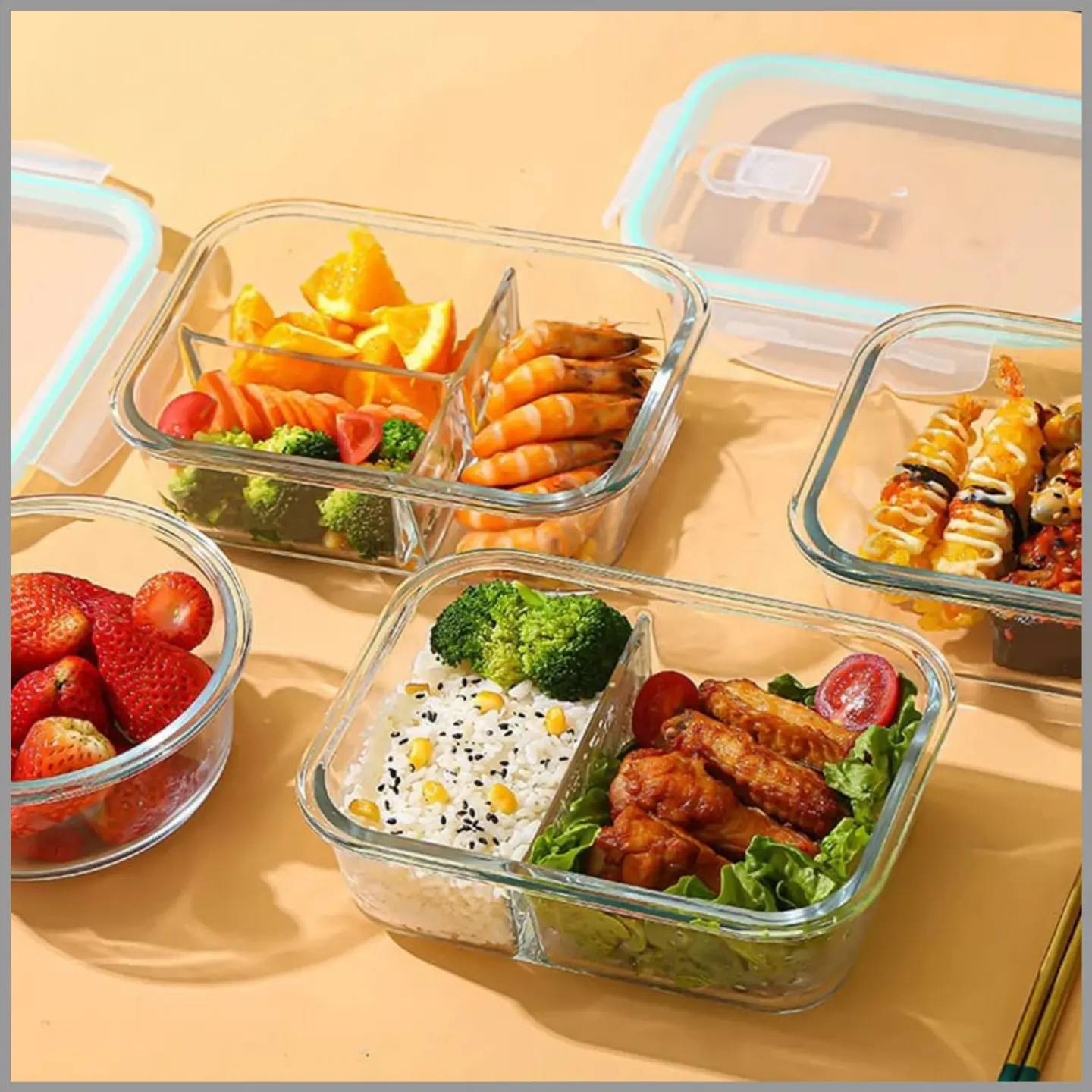 Microwave-Safe Partitioned Glass Lunch Box - Patamore.co.ke