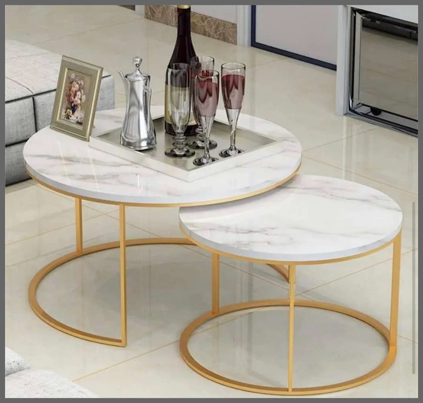 Nesting Coffee Table Marble Effect (MDF) - Patamore.co.ke