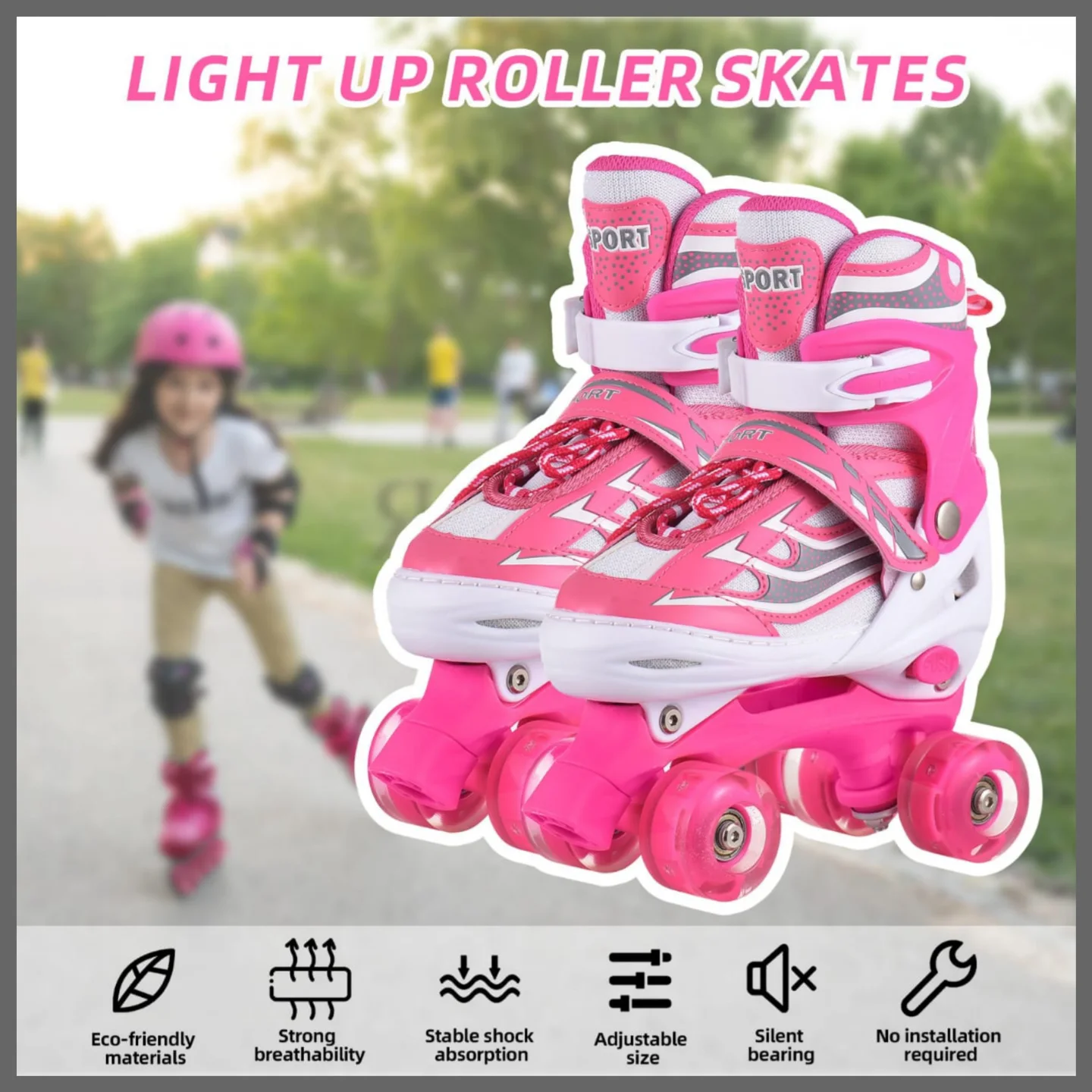 Adjustable Kids Roller Skates set with Helmet & protective guards ...