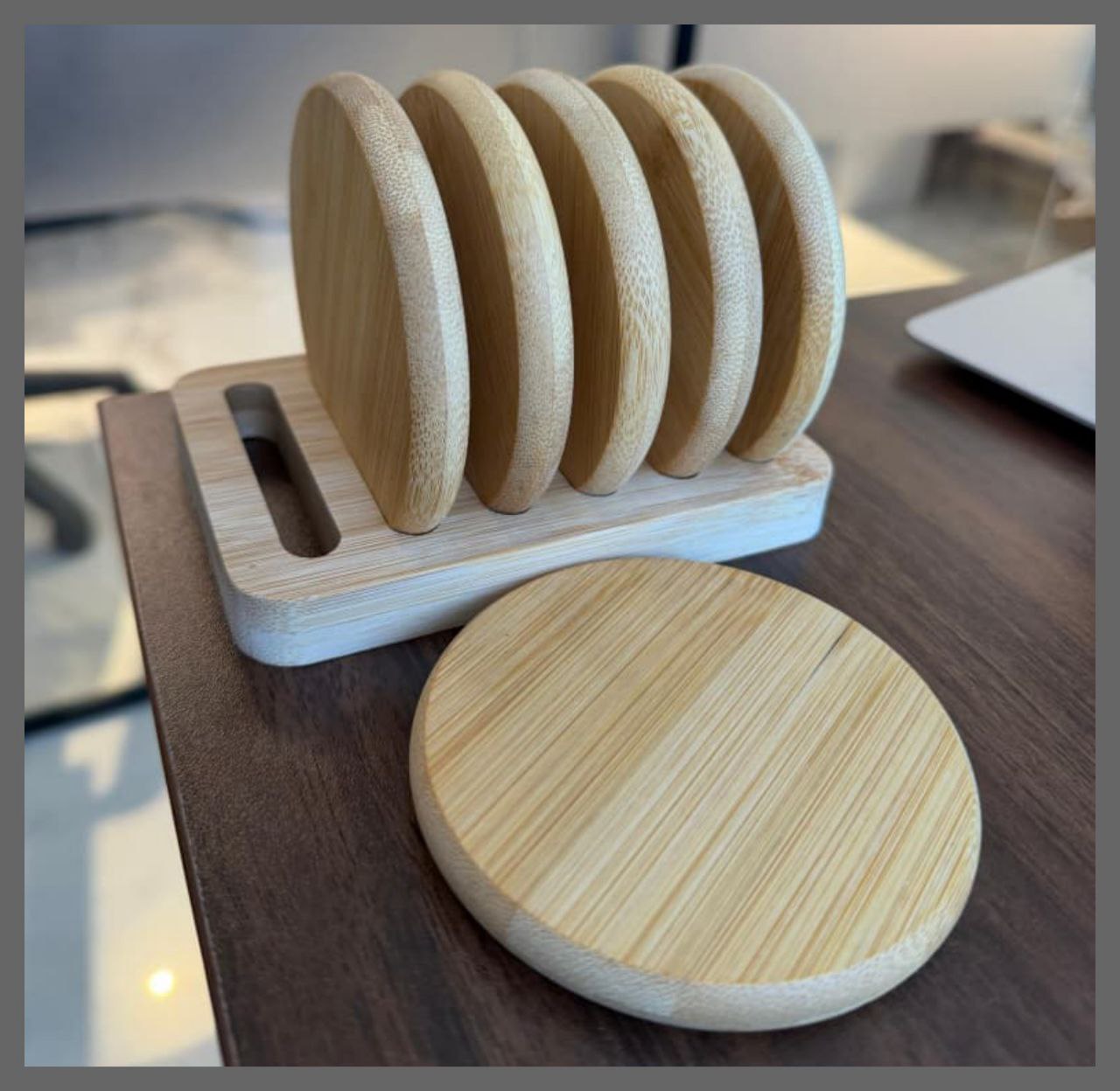 Eco Friendly Heavy Duty Bamboo Coasters 6pcs with Holder Rack ...