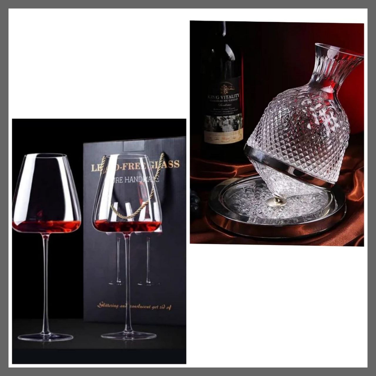 1.5L 360° Rotating Wine Decanter Set with 2 Wine Glasses - Patamore.co.ke