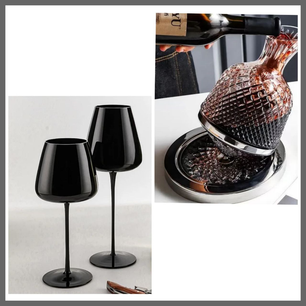 1.5L 360° Rotating Wine Decanter Set with 2 Wine Glasses - Patamore.co.ke