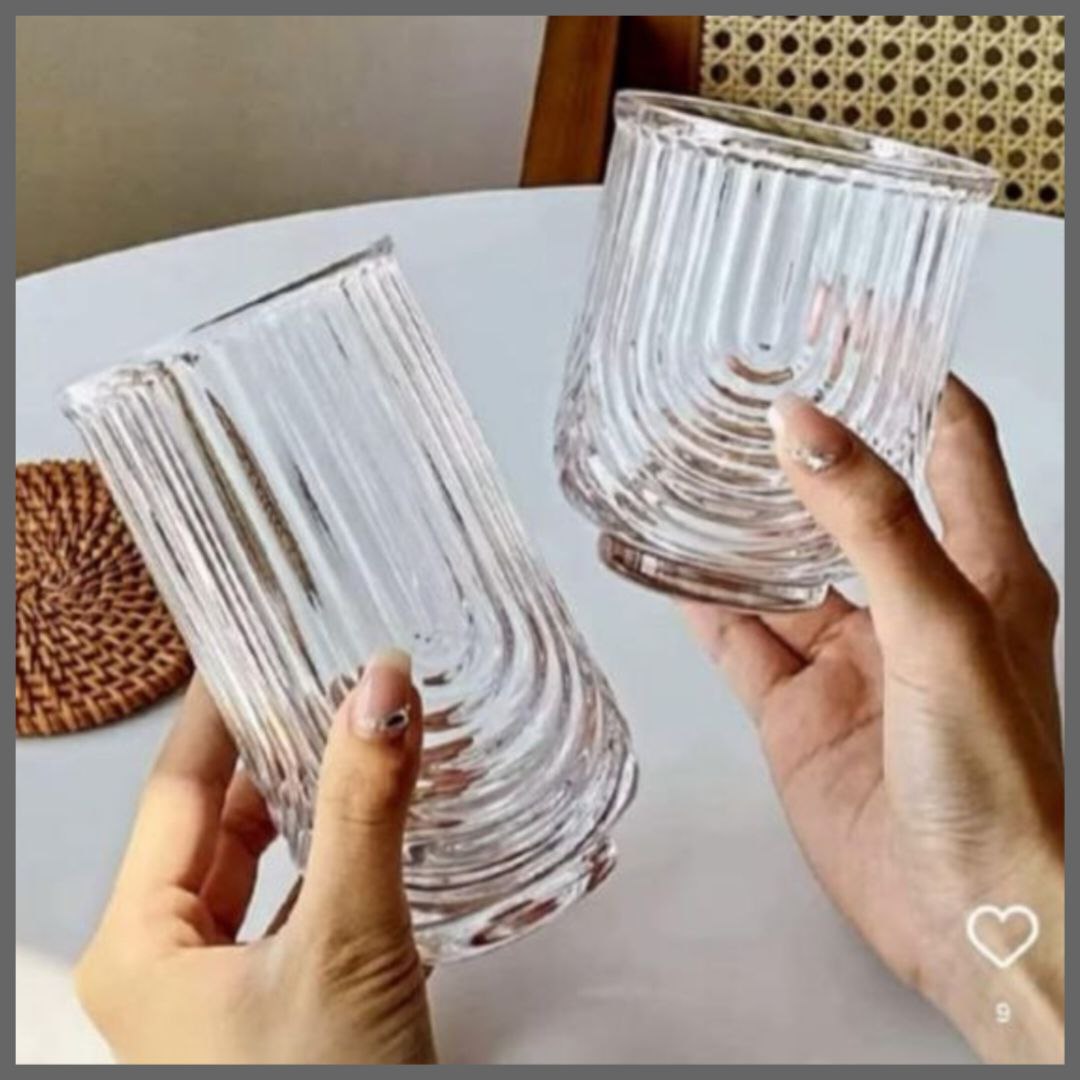 350ml Unique Ribbed Aesthetic Glasses - Patamore.co.ke